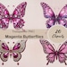 Magenta Sparkling Butterfly, Purple Glitter Butterfly, 20 PNG Cliparts ...