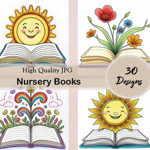 Nursery Books, 30 JPG Images, Floral Books, Children Books, Digital ...