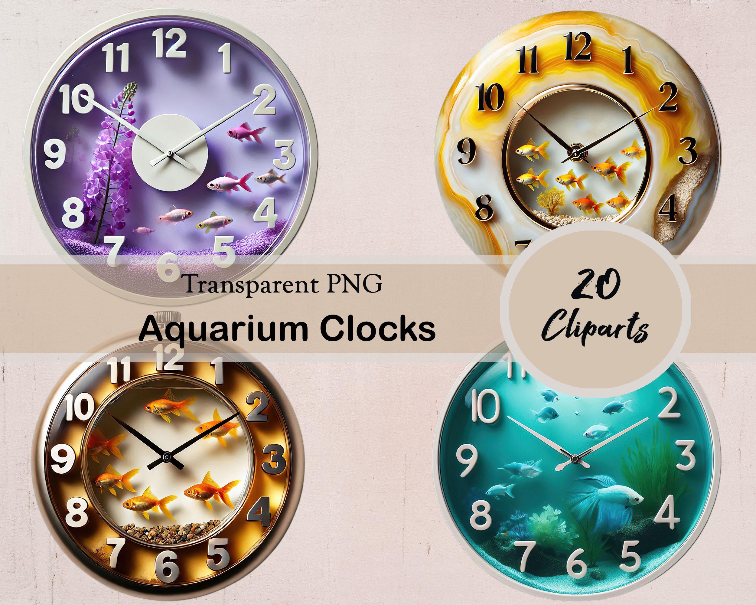 Aquarium Clocks, 20 PNG Cliparts, Wall Clock, Pocket Watch, Aquarium ...