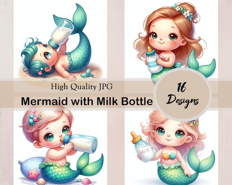 Mermaid With Baby Bottle, 16 JPG Images, Mermaid With Milk Bottle ...