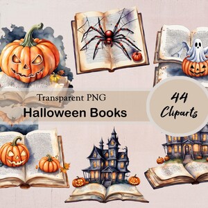 Halloween Books, 44 PNG Cliparts, Spooky, Magic Books, Clipart, Digital ...