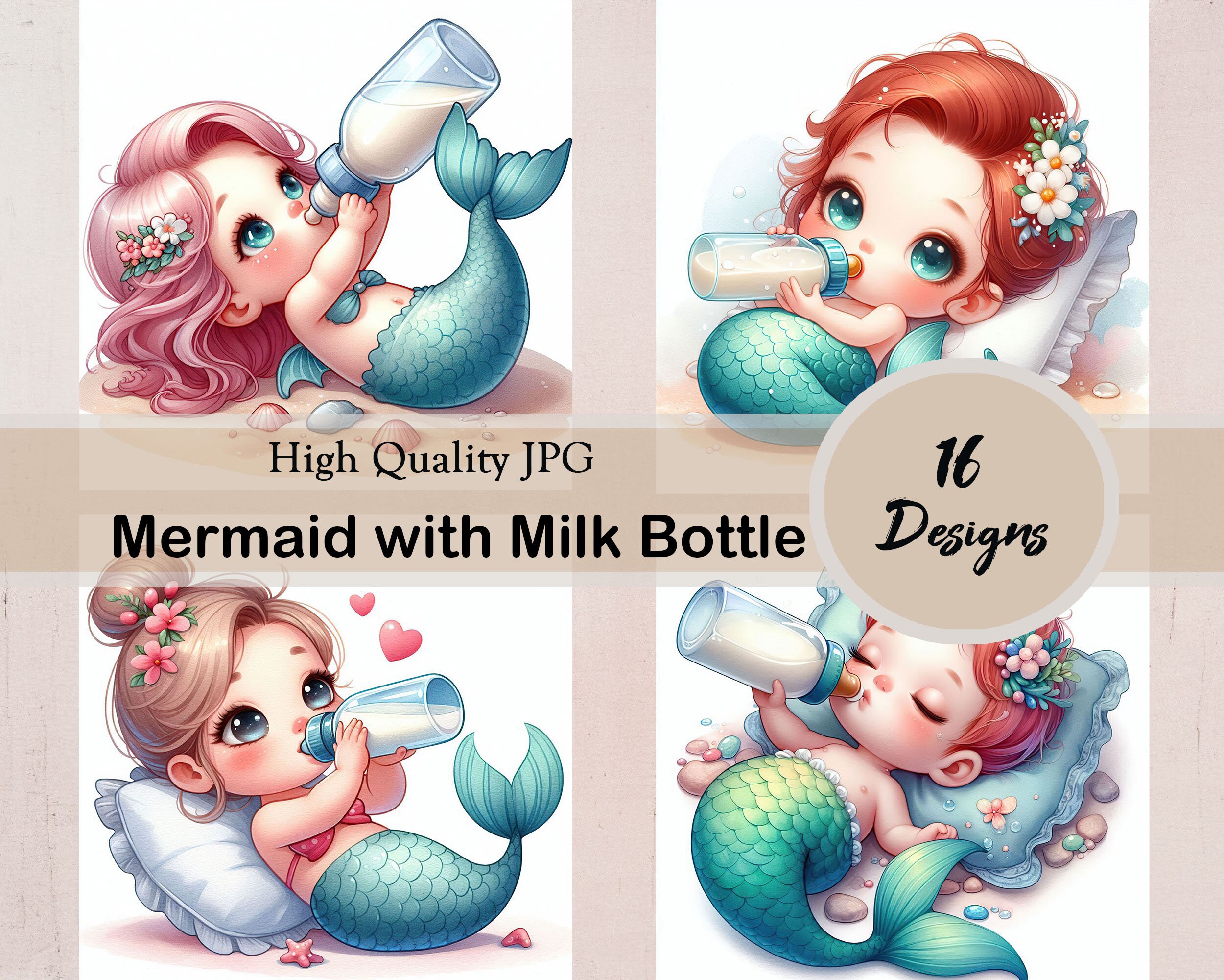 Mermaid With Baby Bottle, 16 JPG Images, Mermaid With Milk Bottle ...