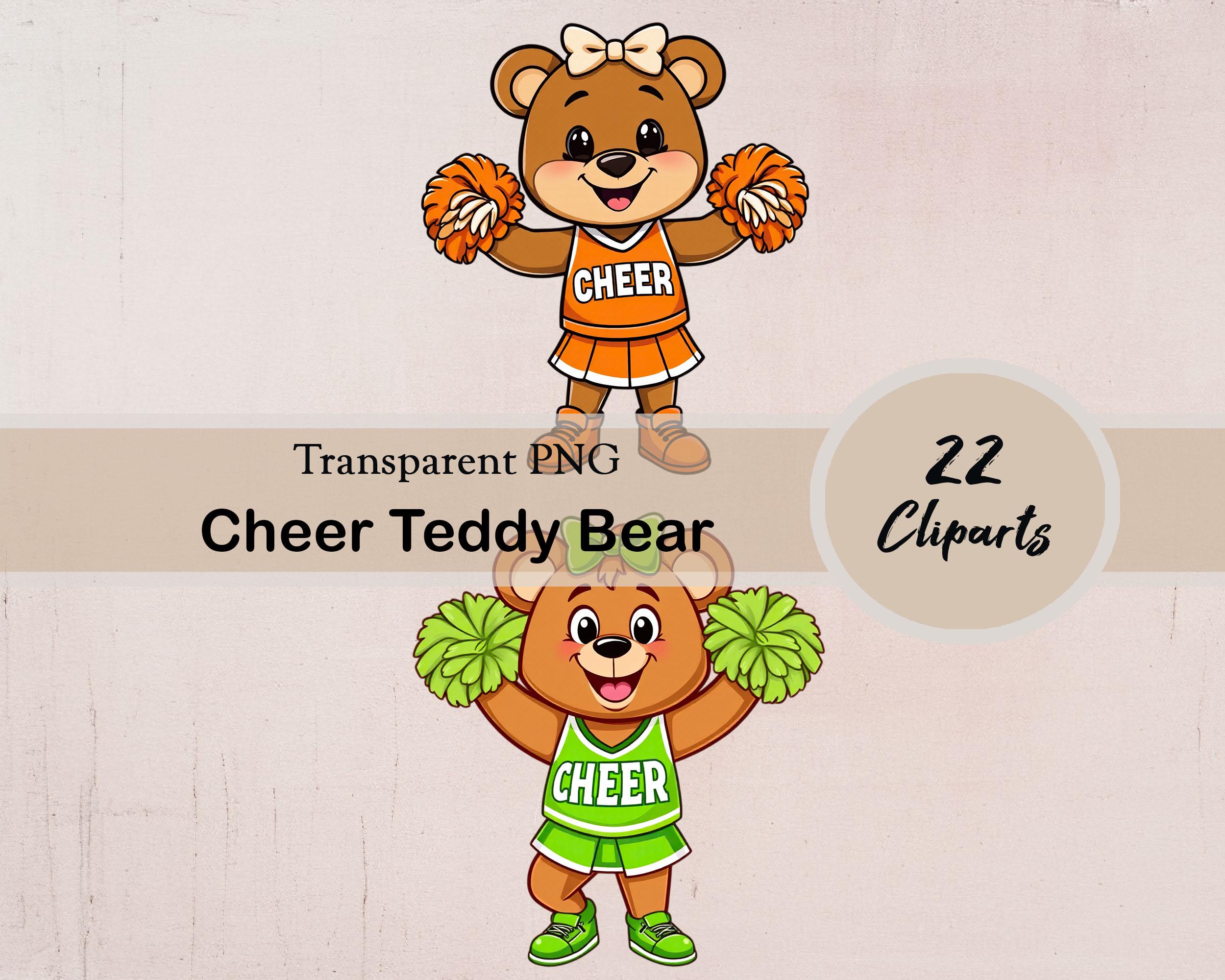 Cheerleader Teddy Bear, 22 PNG Cliparts, Cartoon Teddy Ear, Cheer ...