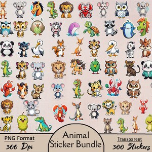Animal Stickers, 300 PNG Cliparts, Transparent, Mega Bundle, Bundle ...