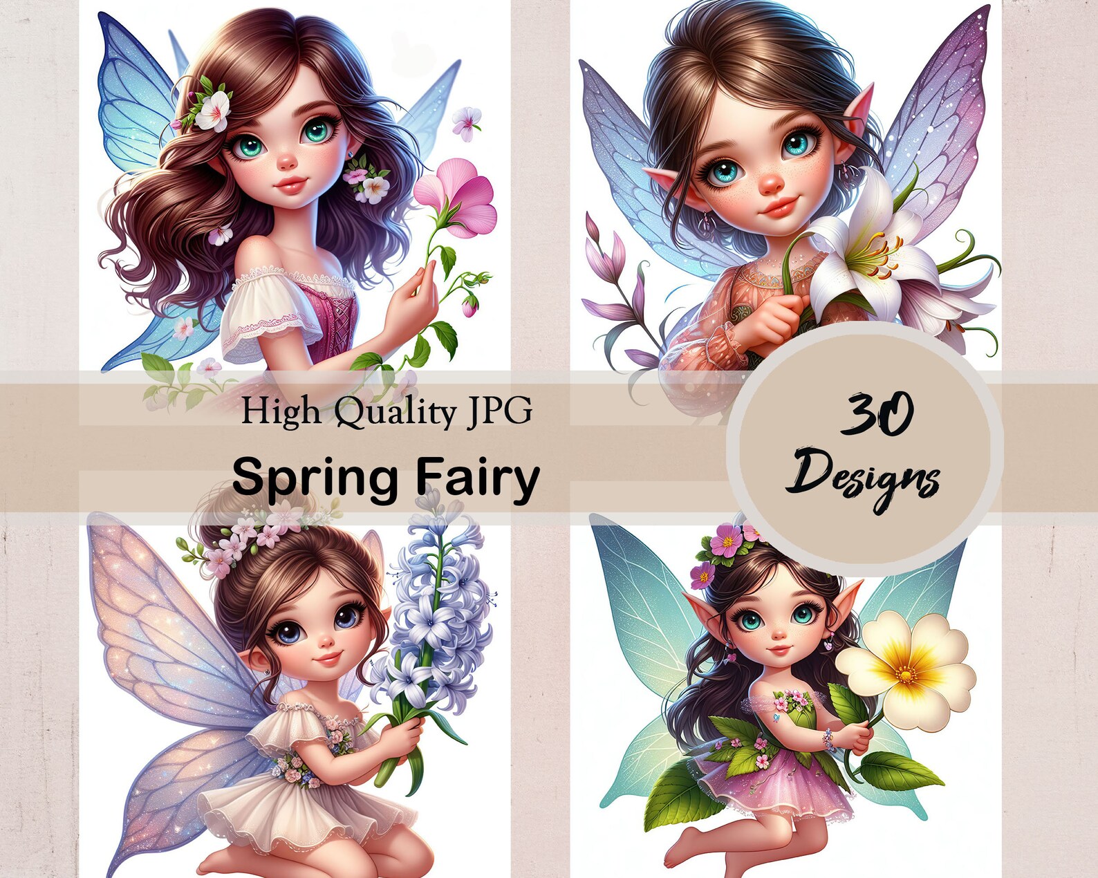 Spring Fairy, 30 Images Jpg, Clipart, Fairy Printables, Crafts, Fantasy ...