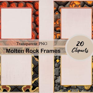 Molten Rock Frames, 20 PNG Cliparts, Lava Frames, Magma Frames, Volcano ...