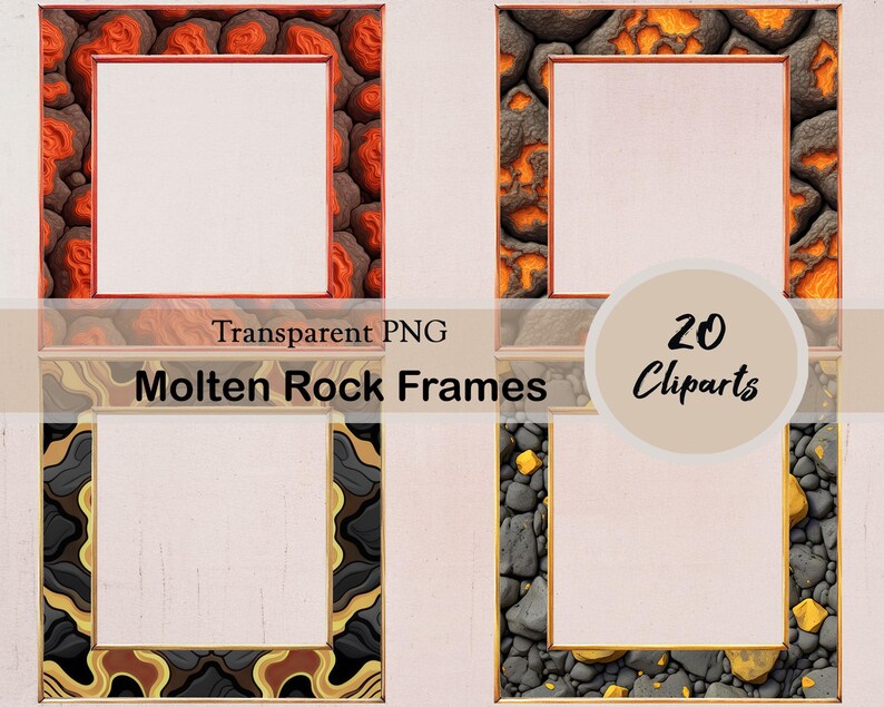 Molten Rock Frames, 20 PNG Cliparts, Lava Frames, Magma Frames, Volcano ...