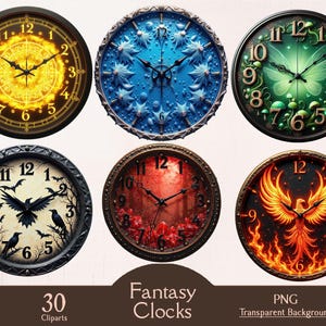 Fantasy Clocks, Magic Clocks, 30 PNG Cliparts, Clocks Clipart, Fantasy ...