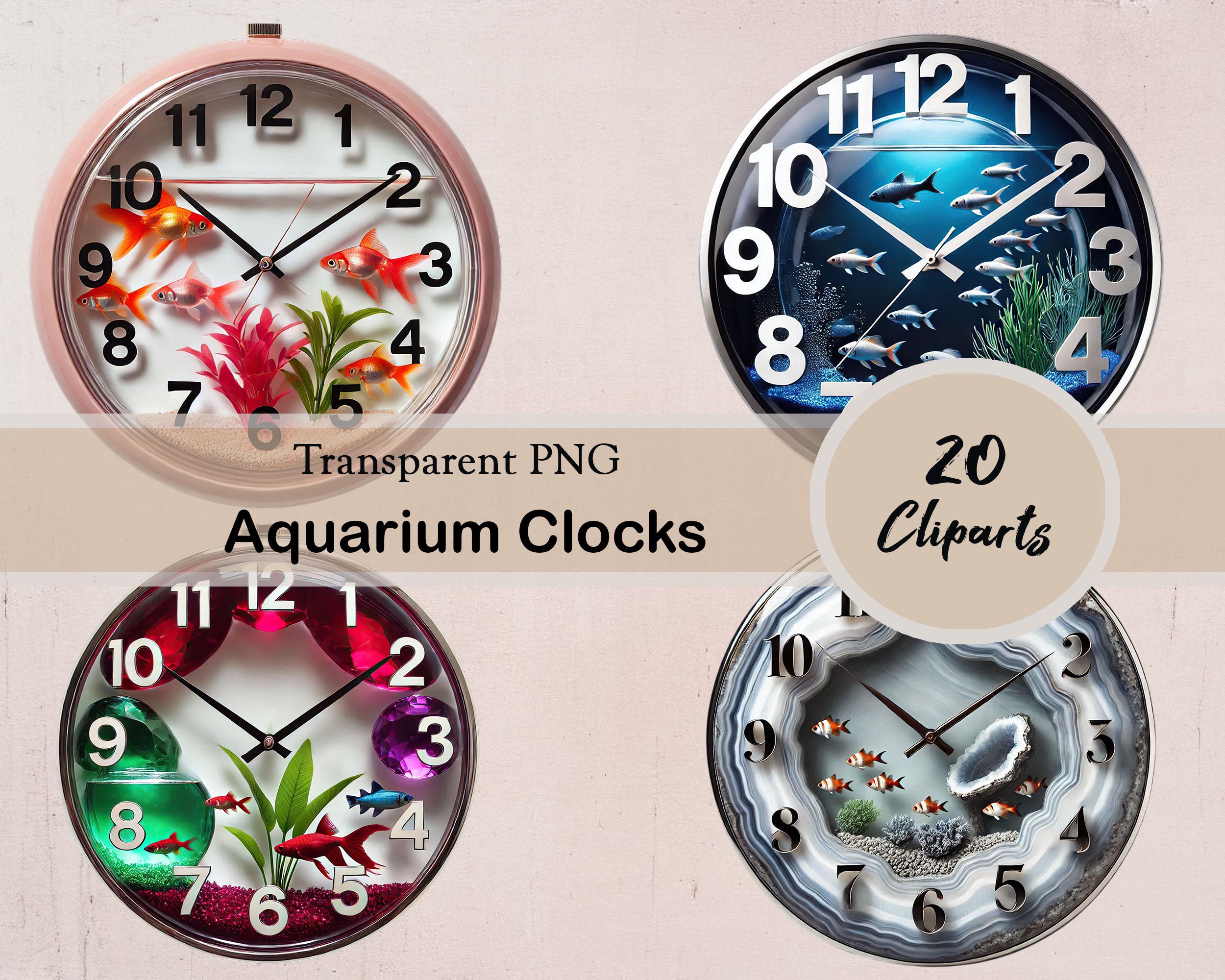 Aquarium Clocks, 20 PNG Cliparts, Wall Clock, Pocket Watch, Aquarium ...