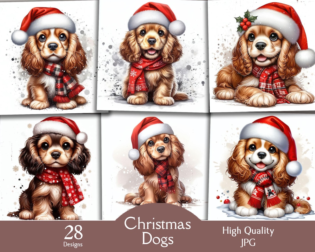 Beautiful Christmas Dogs , 28 High Quality Jpg Images 4096x4096 - Etsy