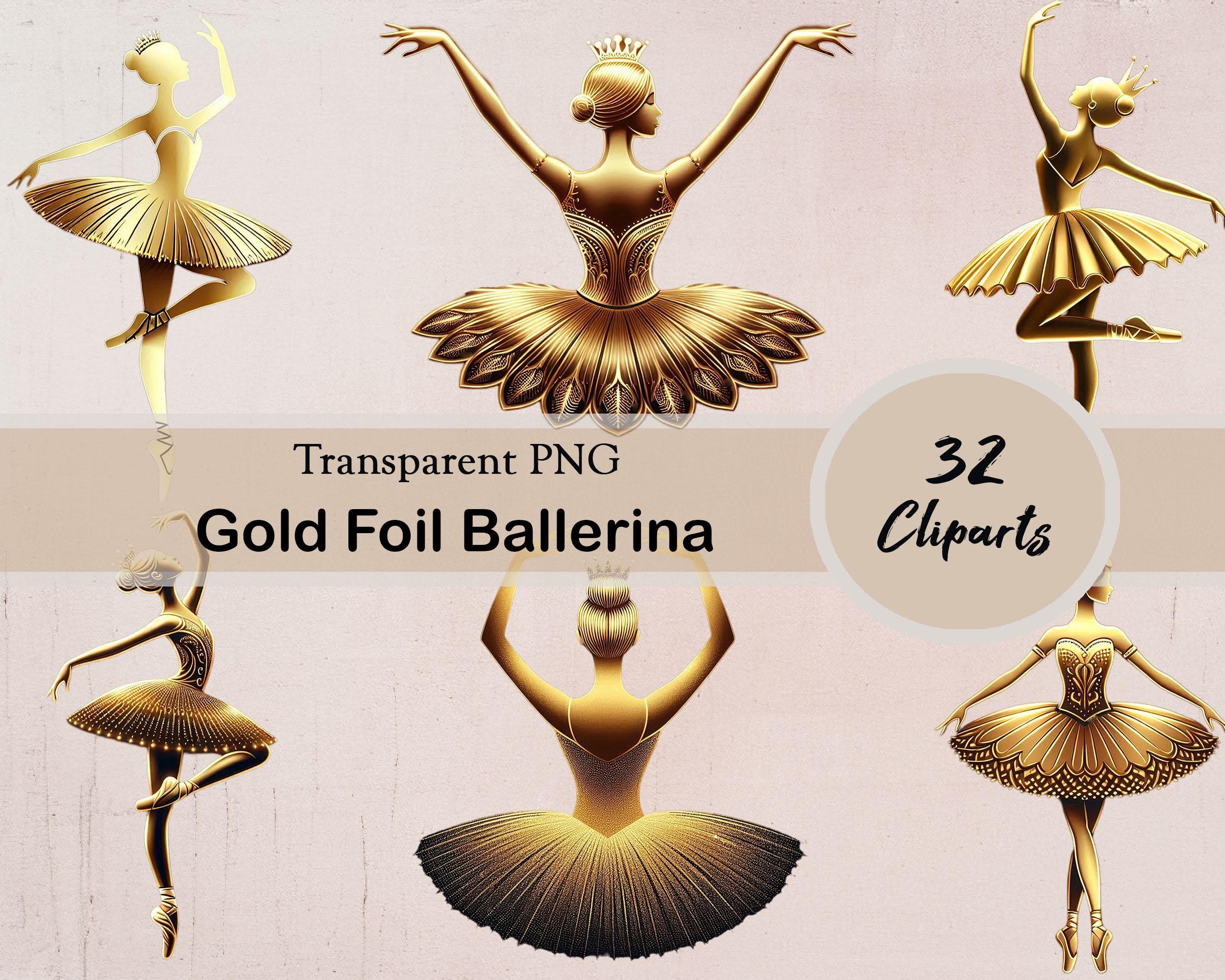 Gold Foil Ballerina, 32 PNG Cliparts, Balerina, Girl, Digital, Clipart ...