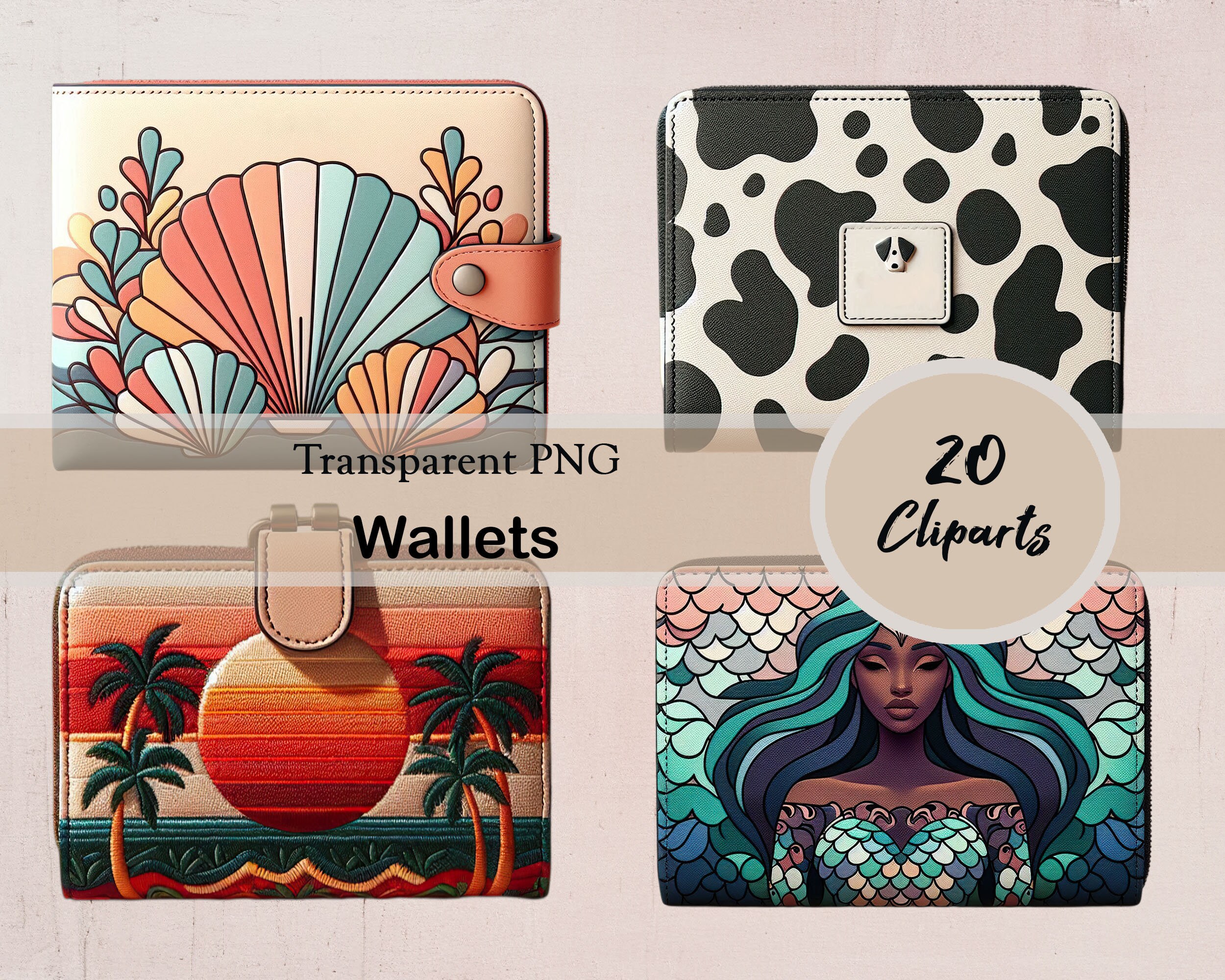 Wallets, 20 PNG Cliparts, Woman Wallet, Summer Wallet, Leather Wallet ...