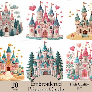 Embroidered Princess Castle, 20 JPG Images, Embroidery, Castle, Kingdom ...