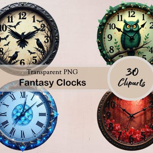 Fantasy Clocks, Magic Clocks, 30 PNG Cliparts, Clocks Clipart, Fantasy ...