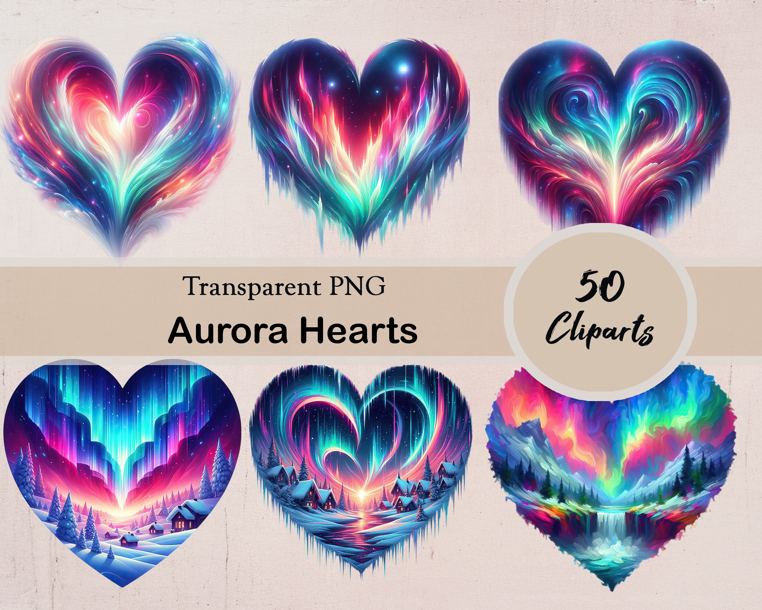 Aurora Hearts, 50 PNG Cliparts, Aurora Borealis, Aurora Australis ...