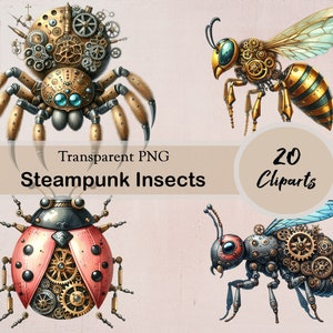 Steampunk Insects, 20 PNG Cliparts, Steampunk, Insect, Printable ...