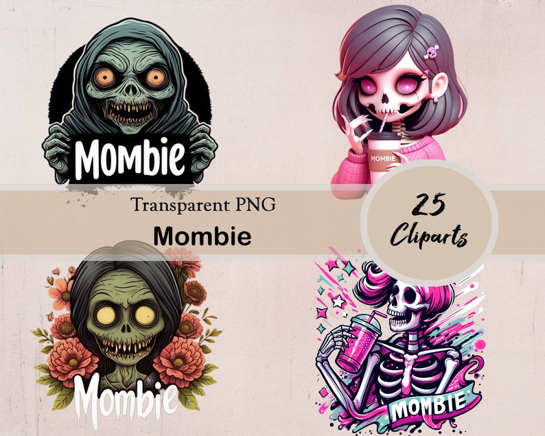 Mombie Mother, 25 PNG Cliparts, Funny Mom, Mombie Shirt, Zombie Mom ...