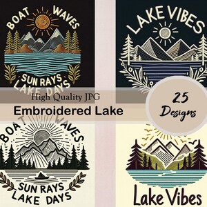 Embroidered Lake, 25 JPG Images, Embroidery, Lake, Landscape, Forest ...