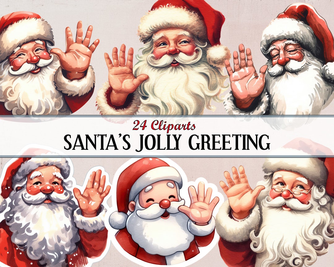 Santa Wave 24 PNG Clipart Stickers Transparent 2000x2000 300 Dpi - Etsy