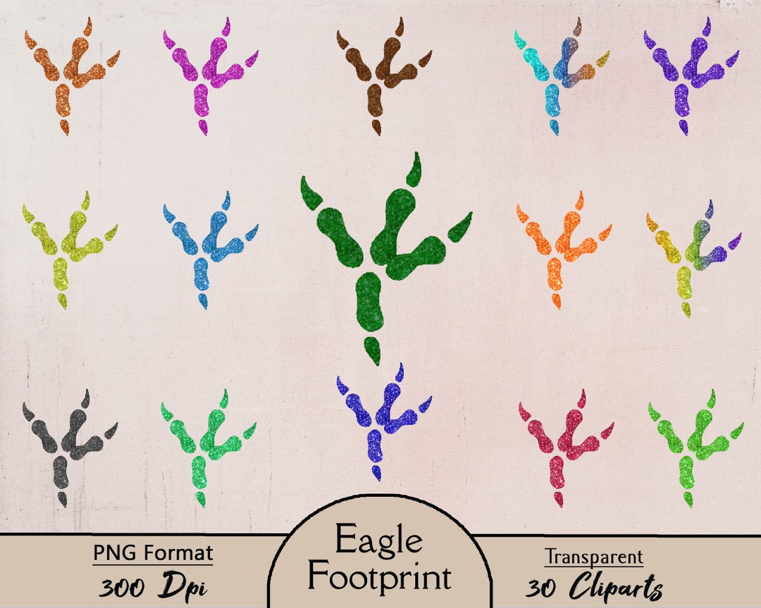 Eagle Footprint, 30 PNG Cliparts, Glitter Footprints, Eagle, Animal ...