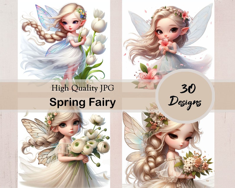 Spring Fairy, 30 Images Jpg, Clipart, Fairy Printables, Crafts, Fantasy ...