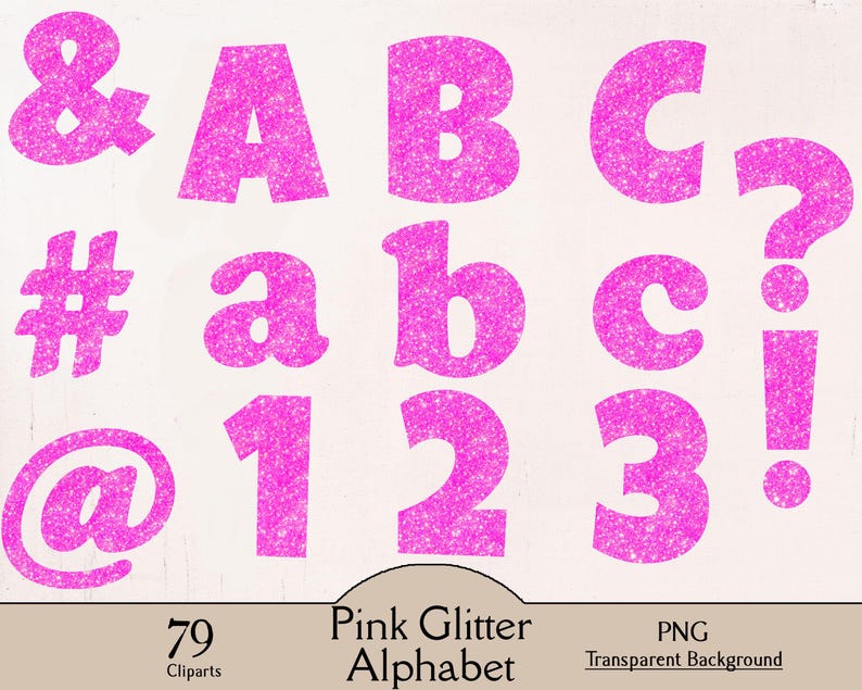 Pink Glitter Alphabet, 79 PNG Cliparts, Glitter Alphabet, Numbers ...