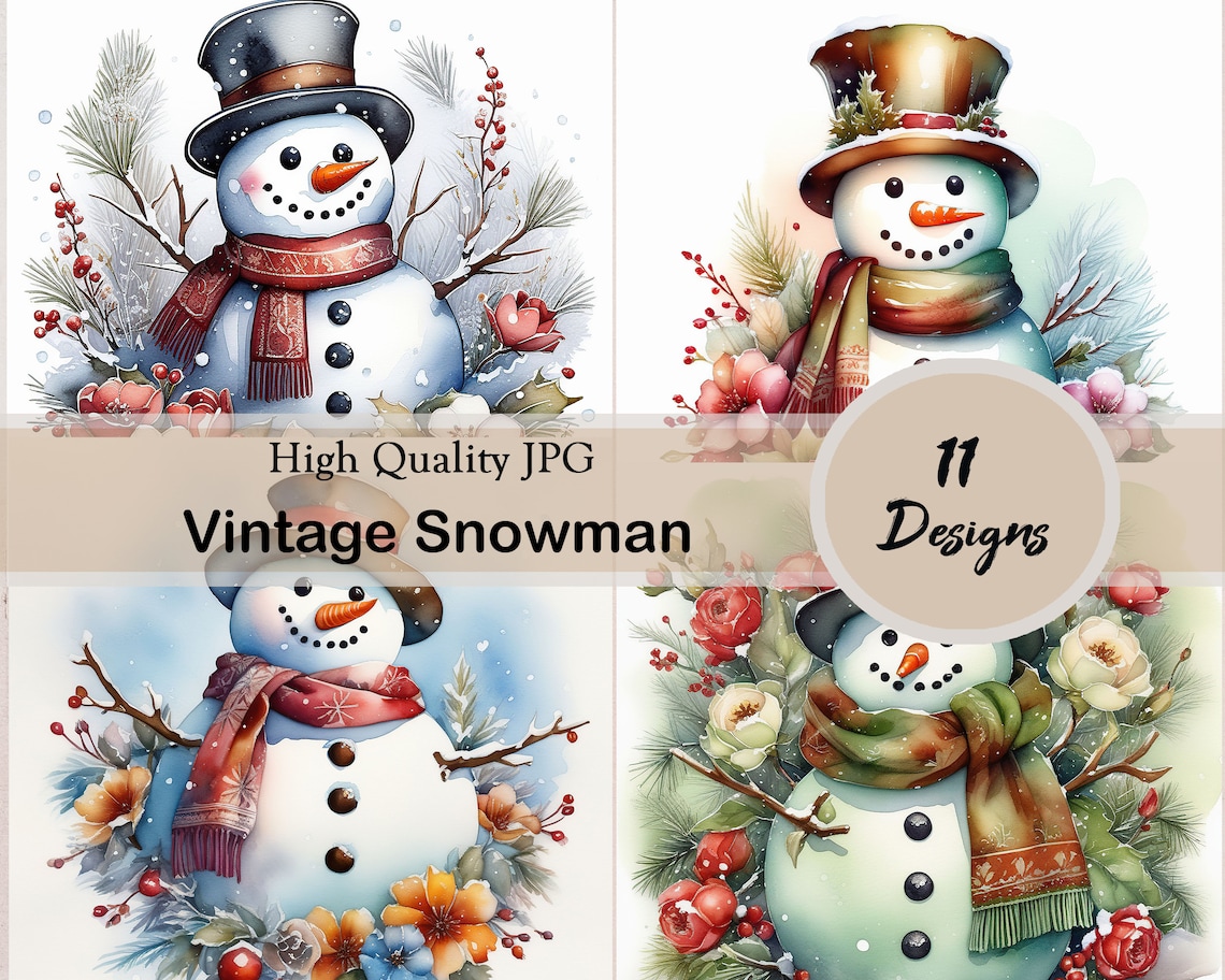 Vintage Snowman 11 Jpg Images High Quality, Winter, Snowman, Digital ...