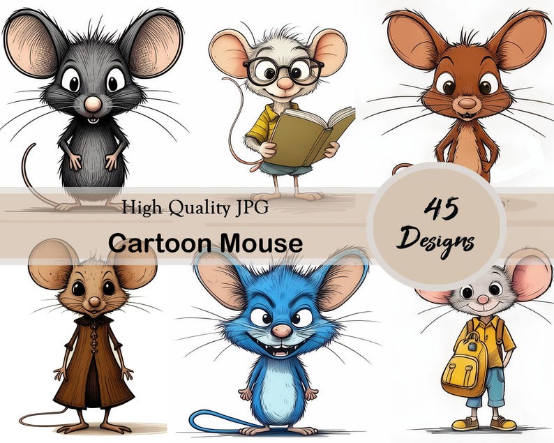 Cartoon Mouse, 45 JPG Images, Baby Room, Baby Shower, Crazy Mouse ...