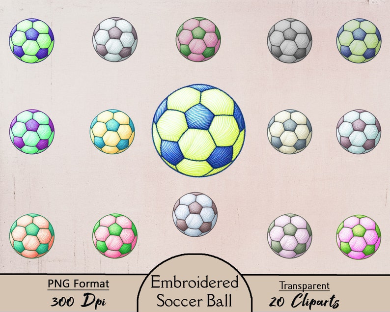 Embroidered Soccer Ball, 20 PNG Cliparts, Embroidery, Clipart, Soccer ...