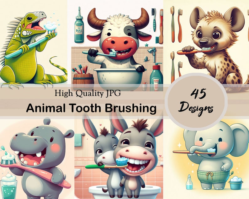 Animal Tooth Brushing, 45 JPG Images, White Teeth, Individual Cleaning ...