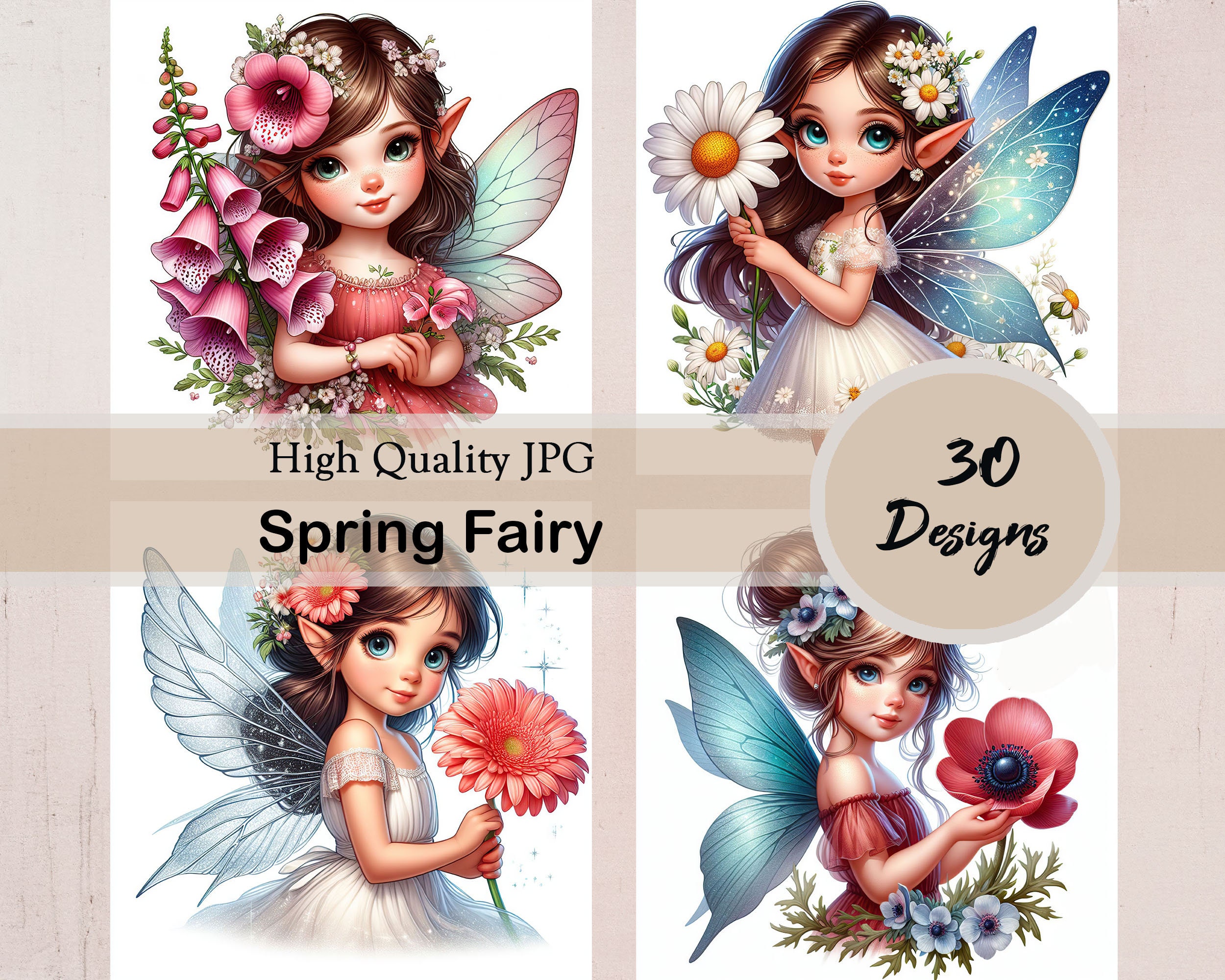 Spring Fairy, 30 Images Jpg, Clipart, Fairy Printables, Crafts, Fantasy ...