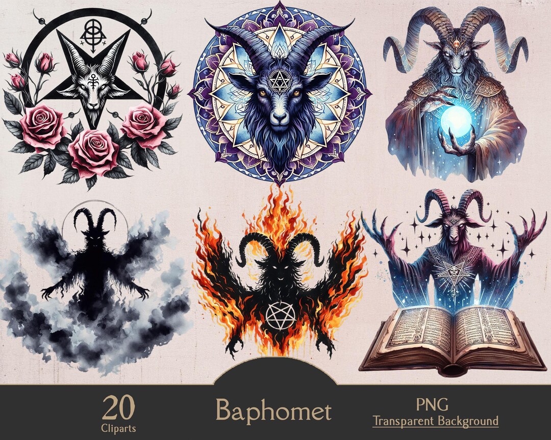 Baphomet Clipart, Occult Deity Symbol, 20 PNG Cliparts, Gothic Pagan ...