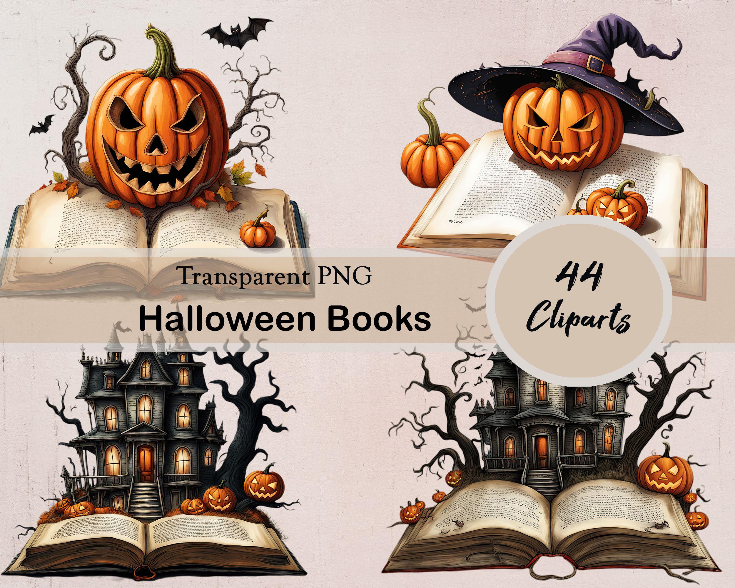 Halloween Books, 44 PNG Cliparts, Spooky, Magic Books, Clipart, Digital ...