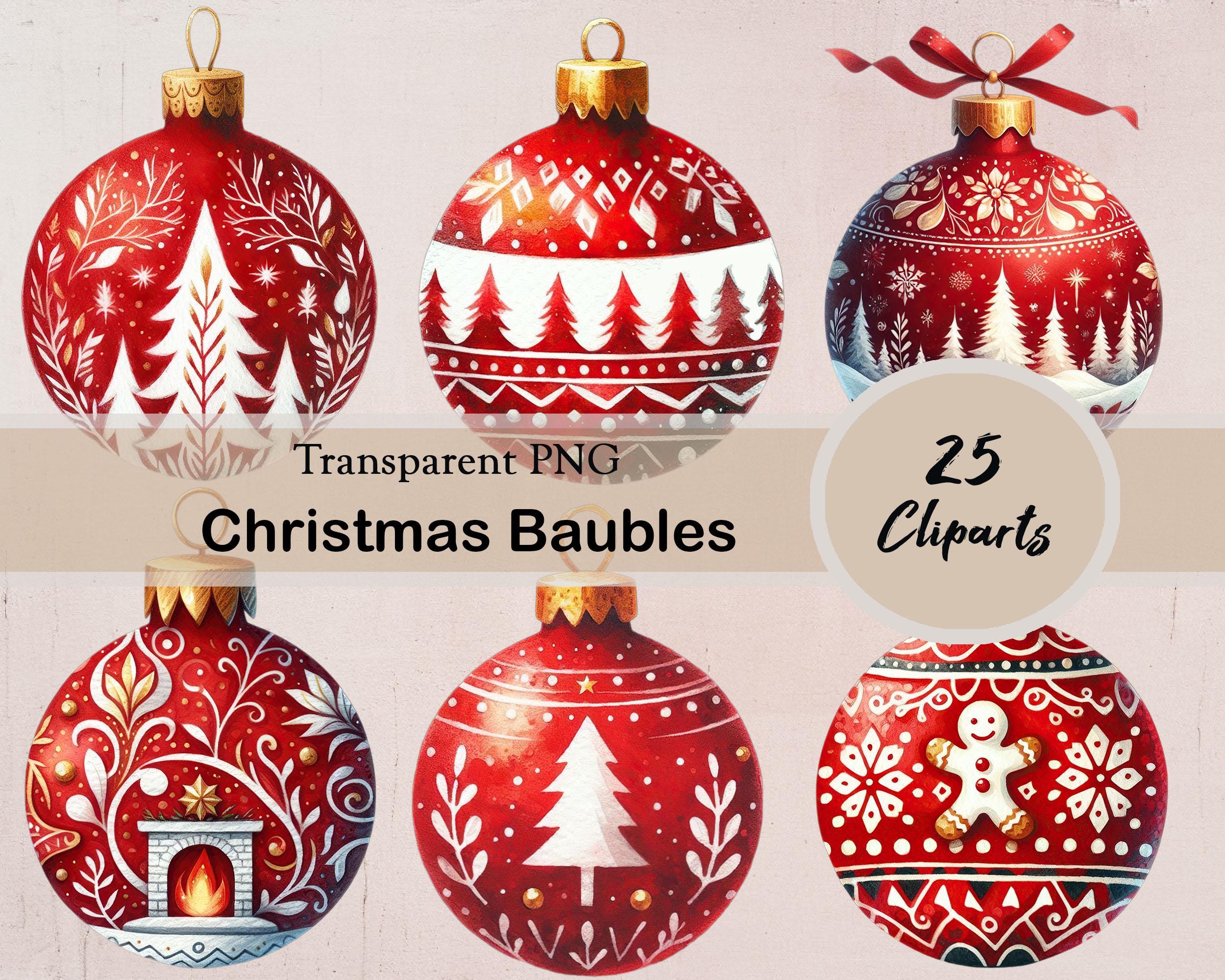 Christmas Baubles, 25 PNG Cliparts, Bauble, Clipart, Christmas, Digital ...