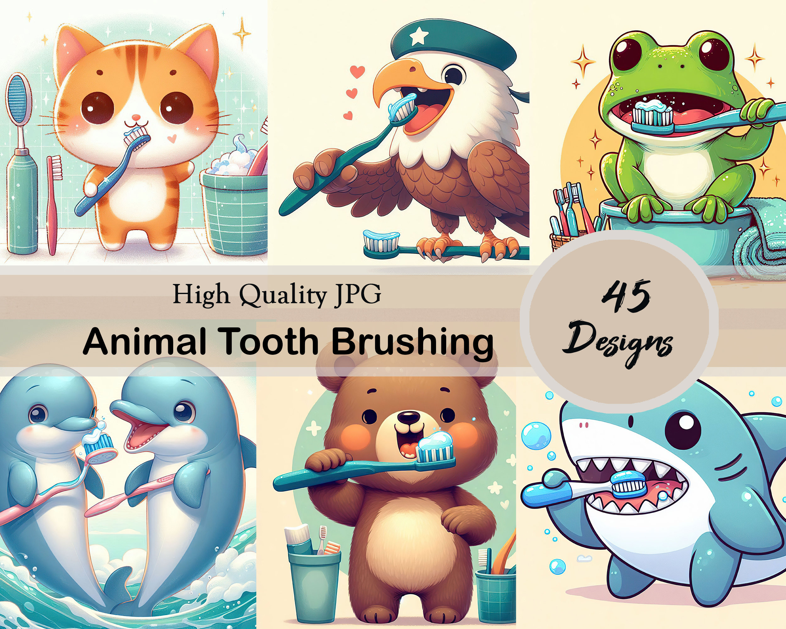 Animal Tooth Brushing, 45 JPG Images, White Teeth, Individual Cleaning ...