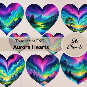 Aurora Hearts, 50 PNG Cliparts, Aurora Borealis, Aurora Australis ...