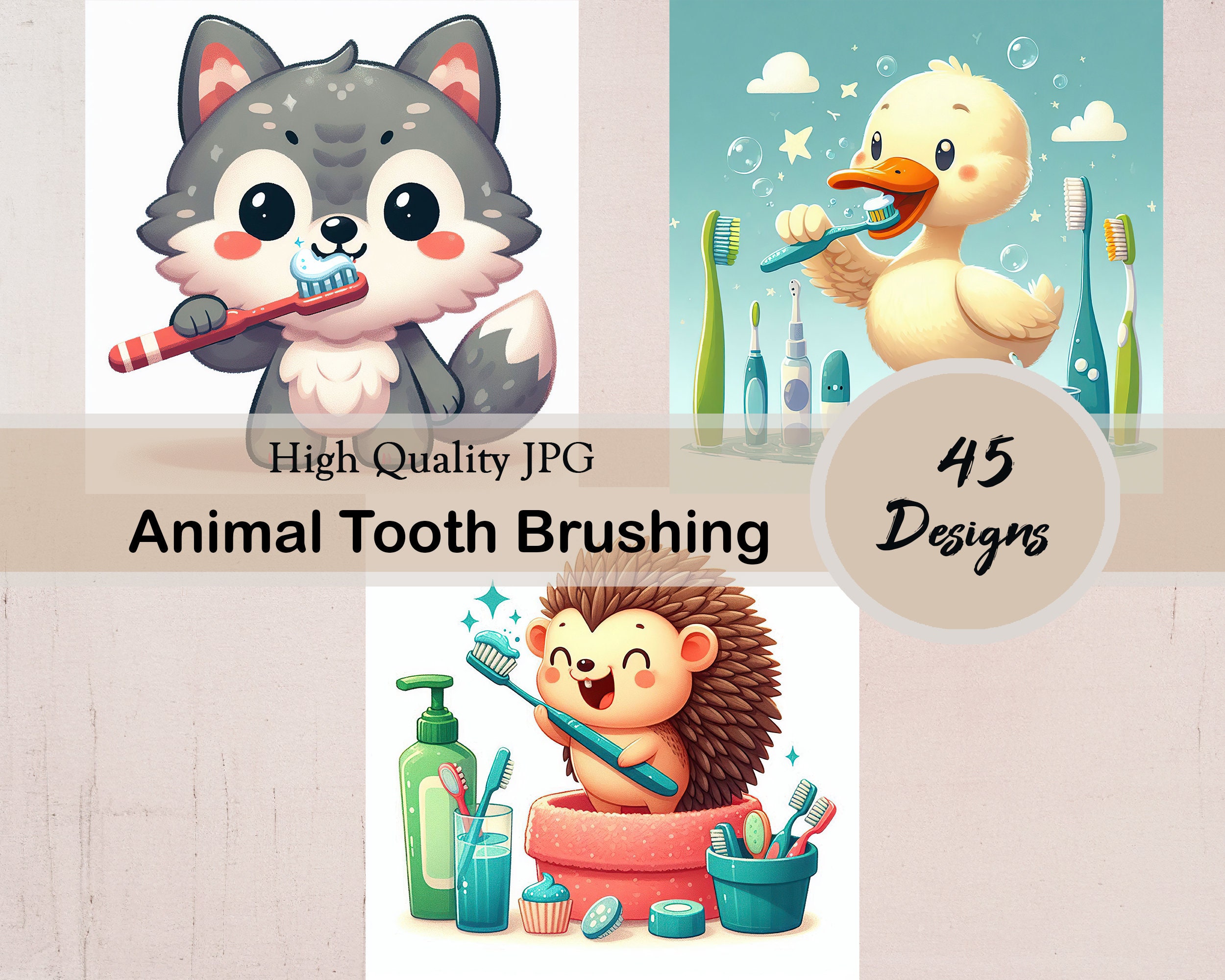 Animal Tooth Brushing, 45 JPG Images, White Teeth, Individual Cleaning ...