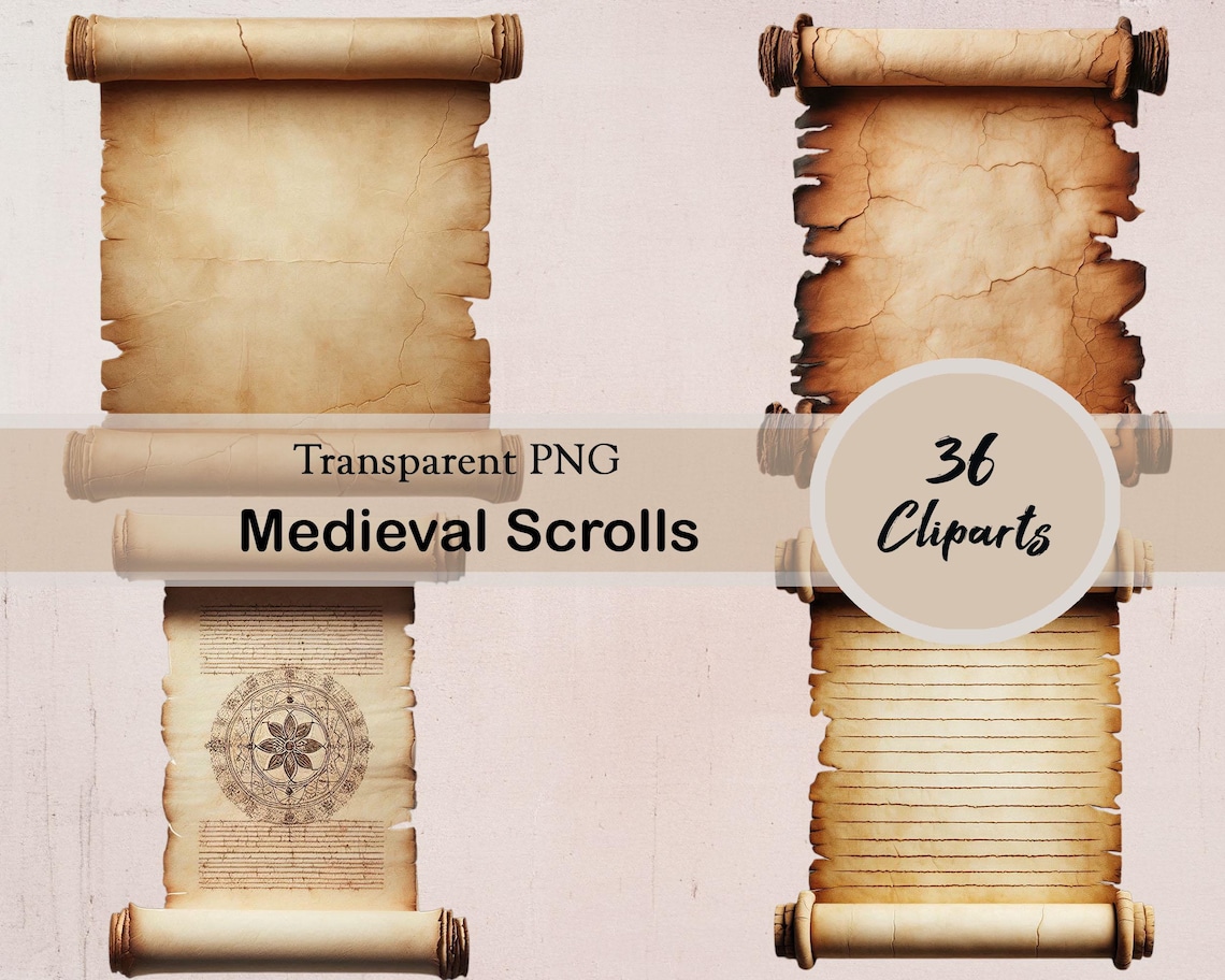Medieval Scrolls, 36 PNG Cliparts, Vintage Scrolls, Scrolls Clipart ...