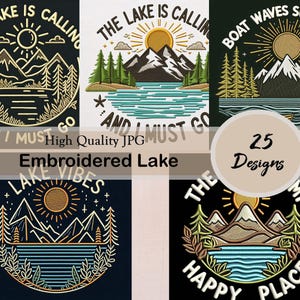 Embroidered Lake, 25 JPG Images, Embroidery, Lake, Landscape, Forest ...