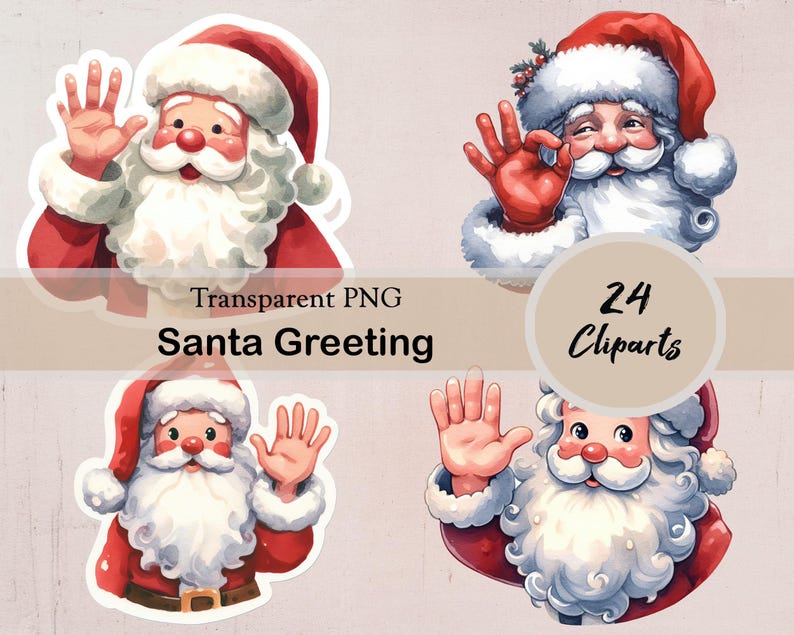Santa Greeting 24 PNG Cliparts, Stickers, Transparent, Santa Claus ...