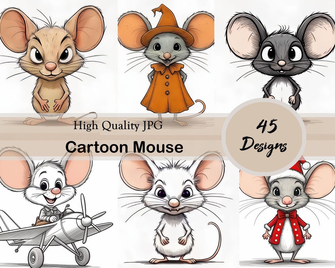 Cartoon Mouse, 45 JPG Images, Baby Room, Baby Shower, Crazy Mouse ...