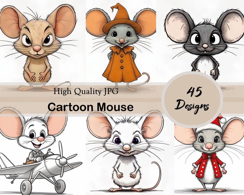 Cartoon Mouse, 45 JPG Images, Baby Room, Baby Shower, Crazy Mouse ...