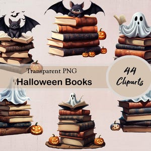 Halloween Books, 44 PNG Cliparts, Spooky, Magic Books, Clipart, Digital ...