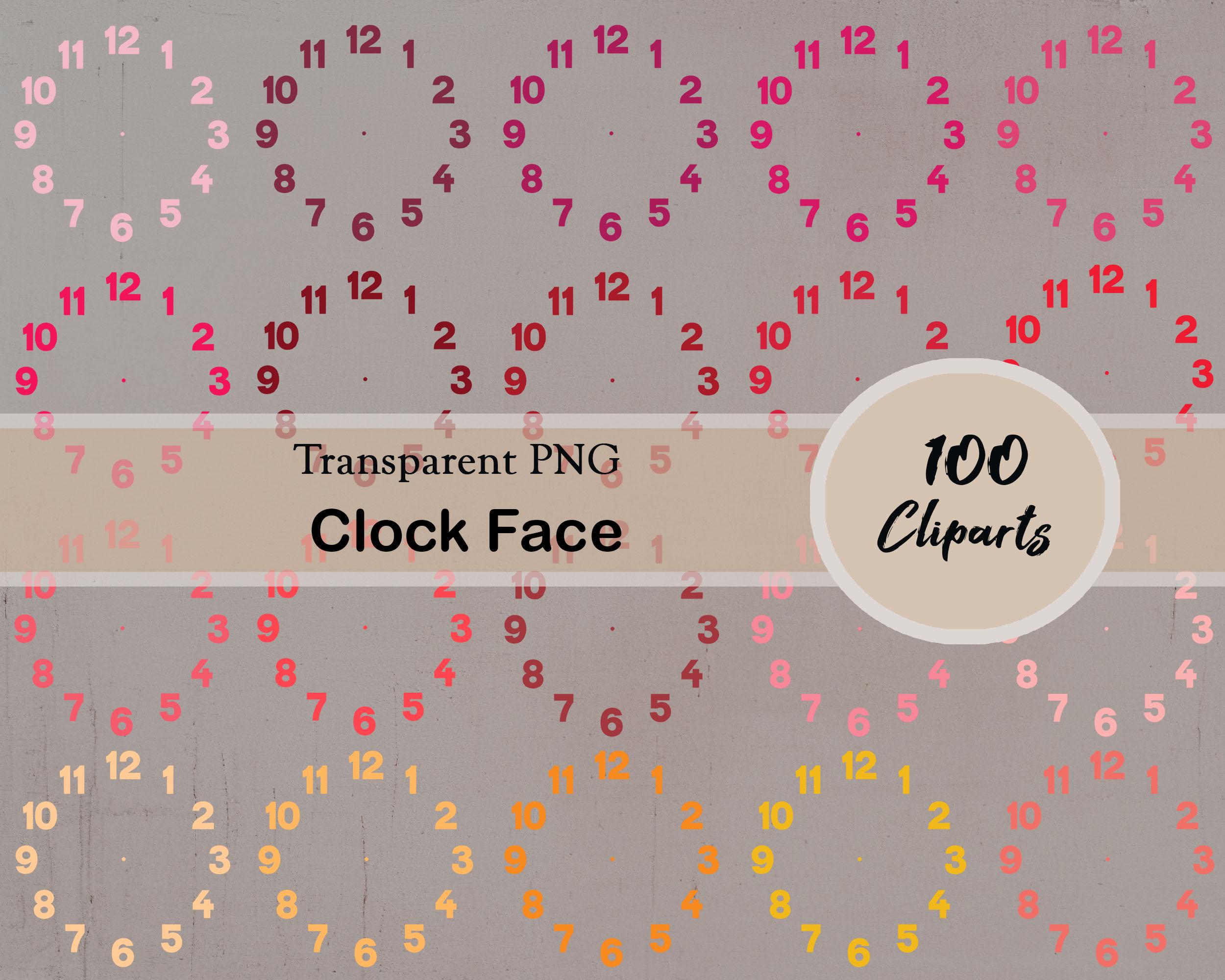 Clock Face, 100 Cliparts, 100 Colors, Clock Clipart, Clock Design ...