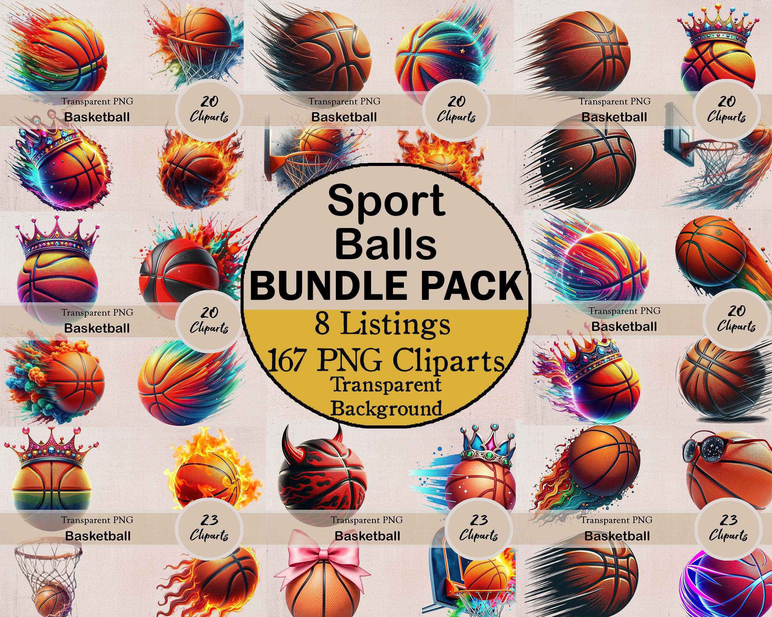Sport Balls Clipart Bundle, Soccer Ball, Basketball, Football Clipart ...