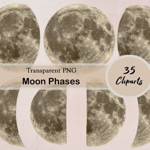 Moon Phases, 35 PNG Cliparts, Moon, Romantic Moon, Half Moon, Full Moon ...