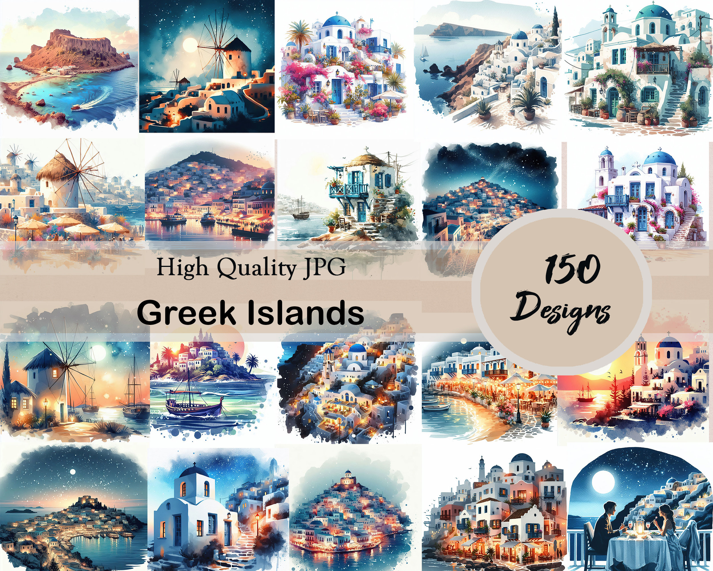 Greek Islands, 150 JPG Images, Bundle, Seaside, Landscape, Island Beach ...