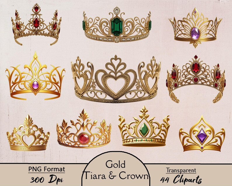 Gold Tiara, Gold Crown, 44 PNG Cliparts, Gold Foil Tiara, Gold Foil ...