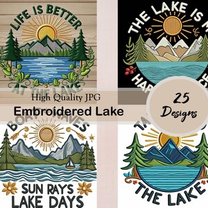 Embroidered Lake, 25 JPG Images, Embroidery, Lake, Landscape, Forest ...