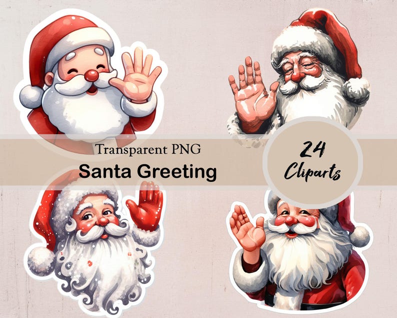 Santa Greeting 24 PNG Cliparts, Stickers, Transparent, Santa Claus ...